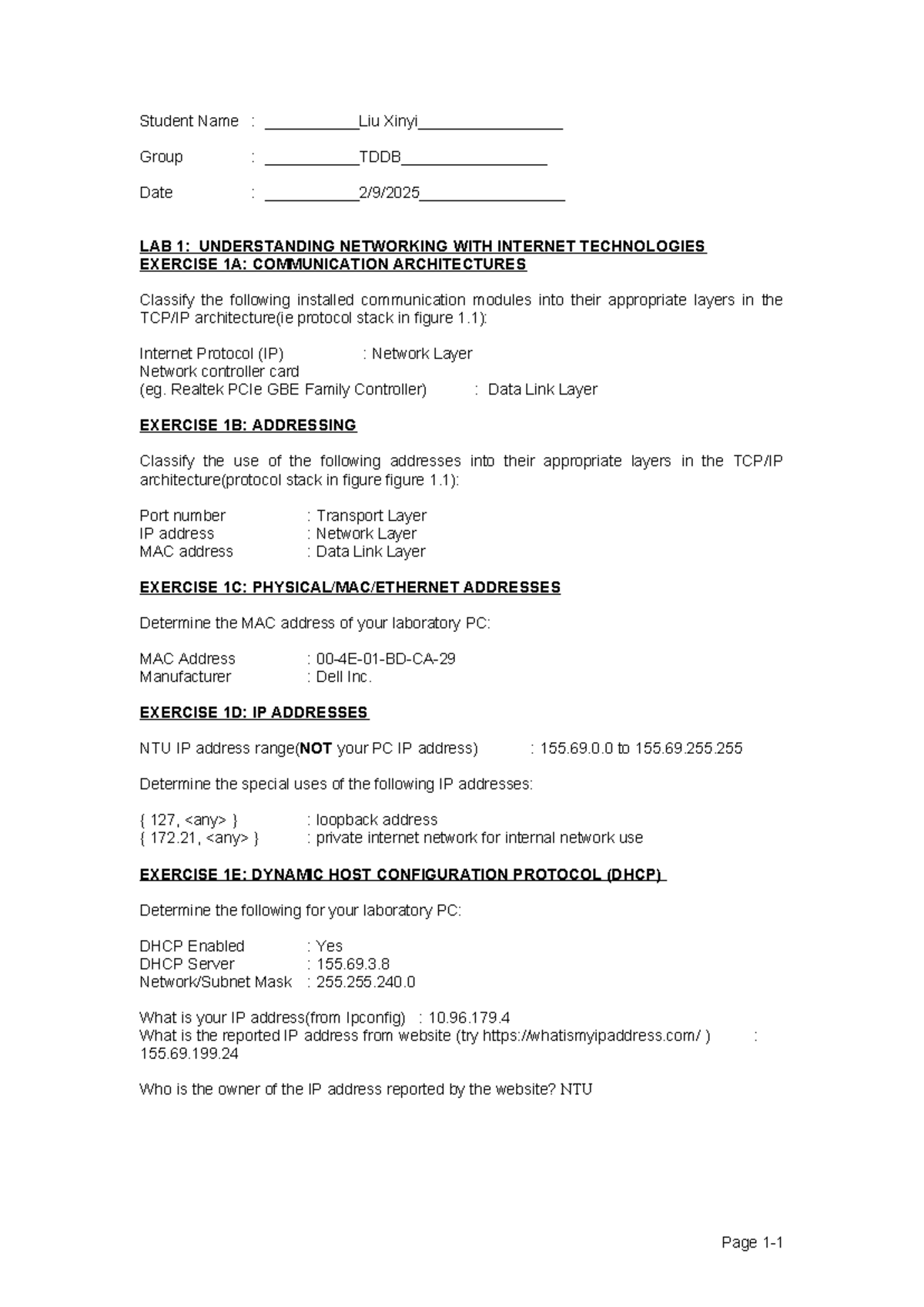 SC2008 Lab 1: Understanding Networking & Internet Tech Exercises - Studocu