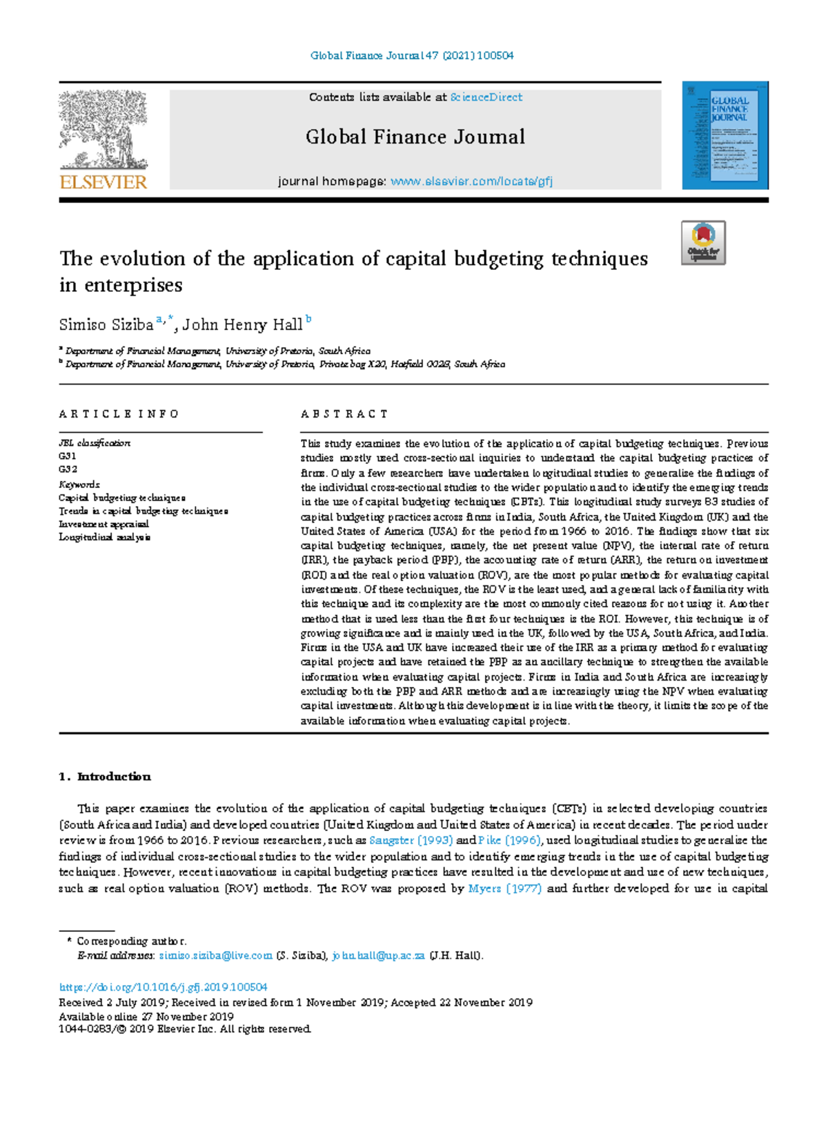 Evolution of Capital Budgeting Techniques: A Longitudinal Study (2021 ...