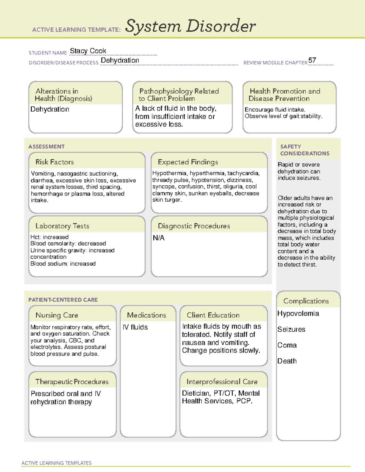 ATI System Disorder - Dehydration - ACTIVE LEARNING TEMPLATES System ...