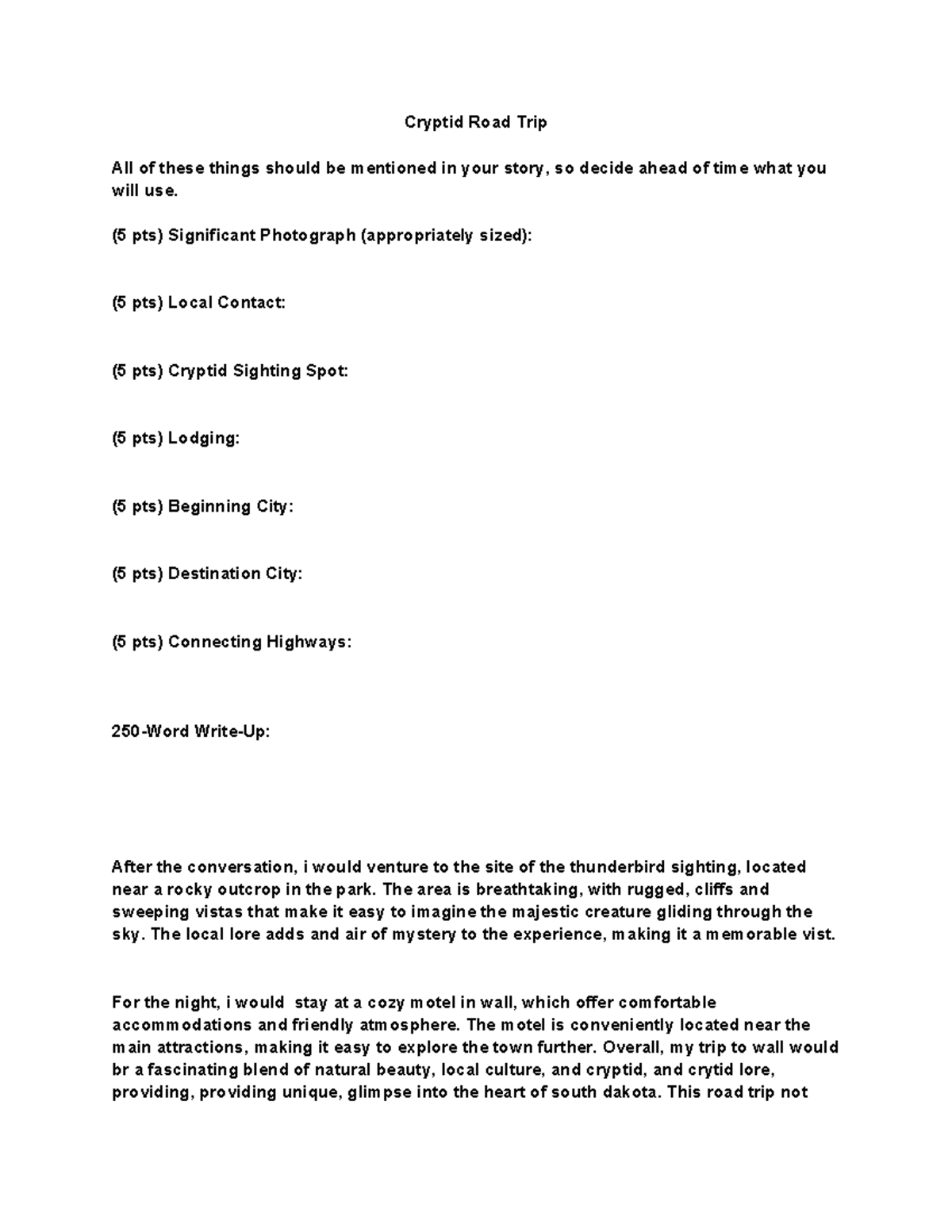 Copy of Cryptid Road Trip Template - Cryptid Road Trip All of these ...