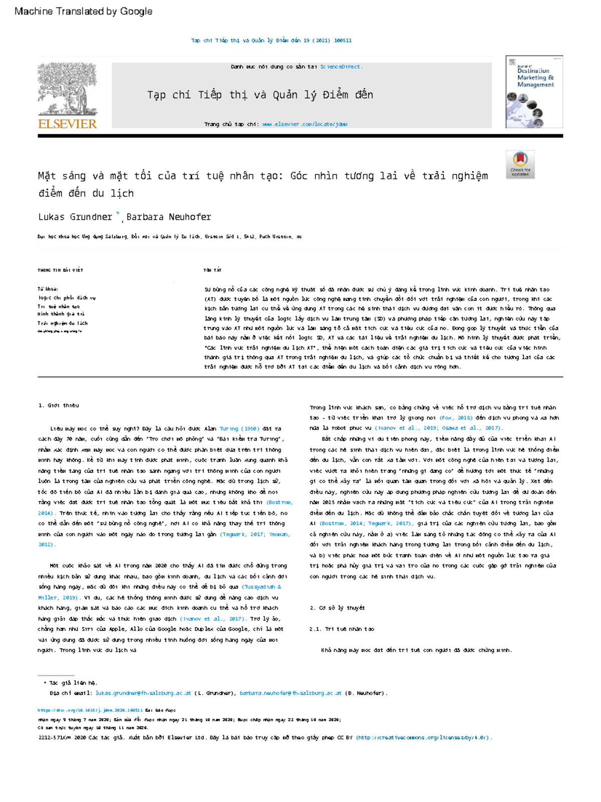 Mặt Sáng và Mặt Tối của AI trong Trải Nghiệm Du Lịch: Nghiên Cứu Tương ...
