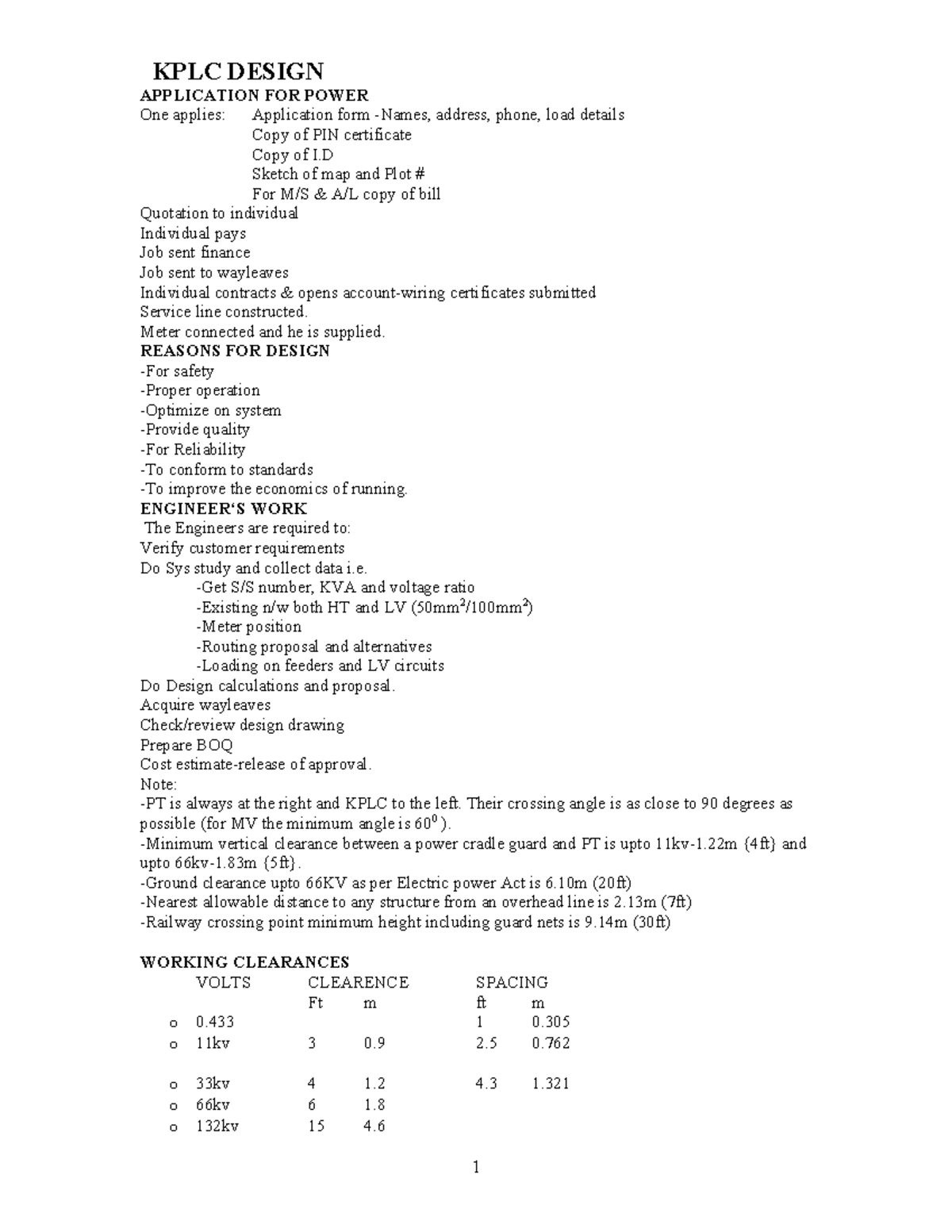 KPLC Design Summary: Application Process & Design Guidelines - Studocu