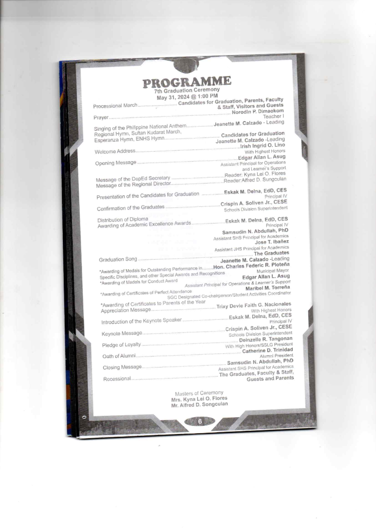 Grade 10 Completion Program: 7th Graduation Ceremony Program 2024 - Studocu