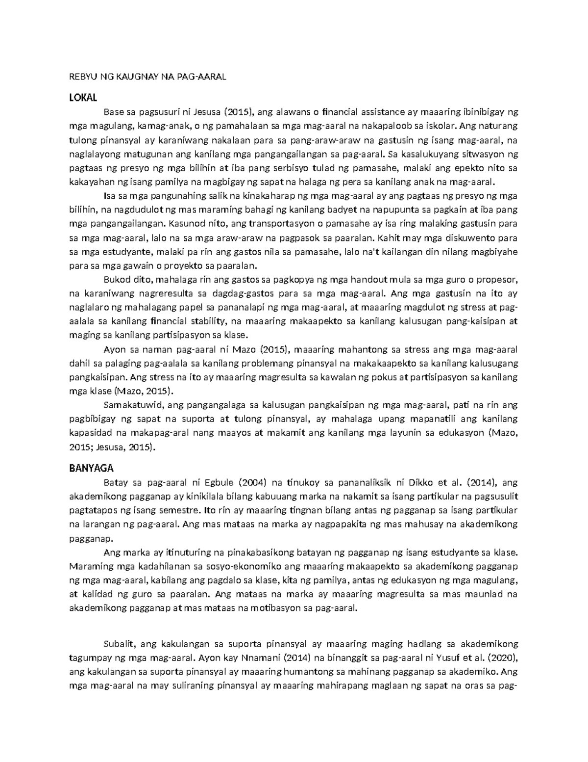 FIL-RRL 0407: Epekto ng Financial Assistance sa Akademikong Pagganap ng ...