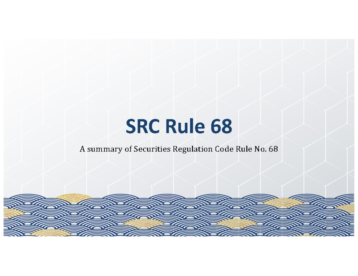 Study Notes on Securities Regulation Code Rule No. 68 with SEC Insights ...