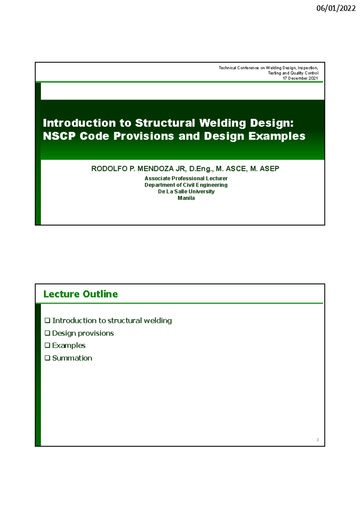 Module 1: Intro to Structural Welding Design & NSCP Code Provisions ...