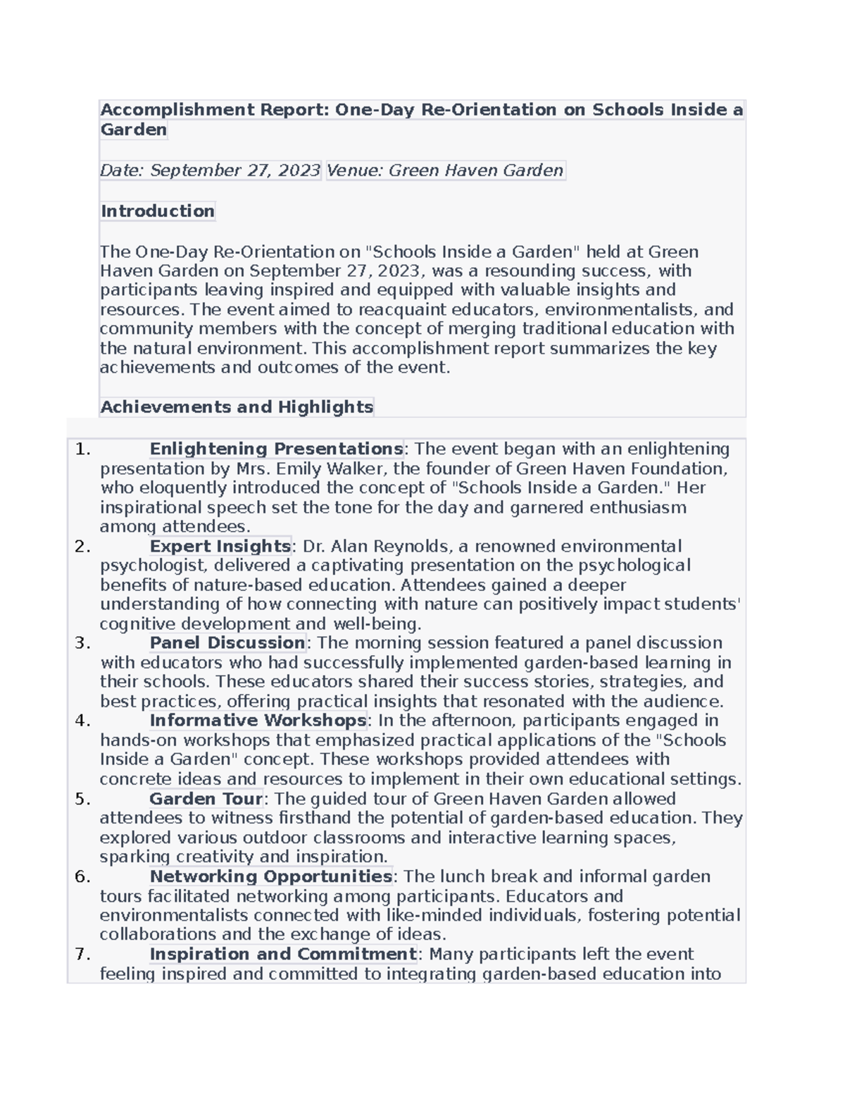 Accomplishment Report: One-Day Re-Orientation on Schools Inside a ...