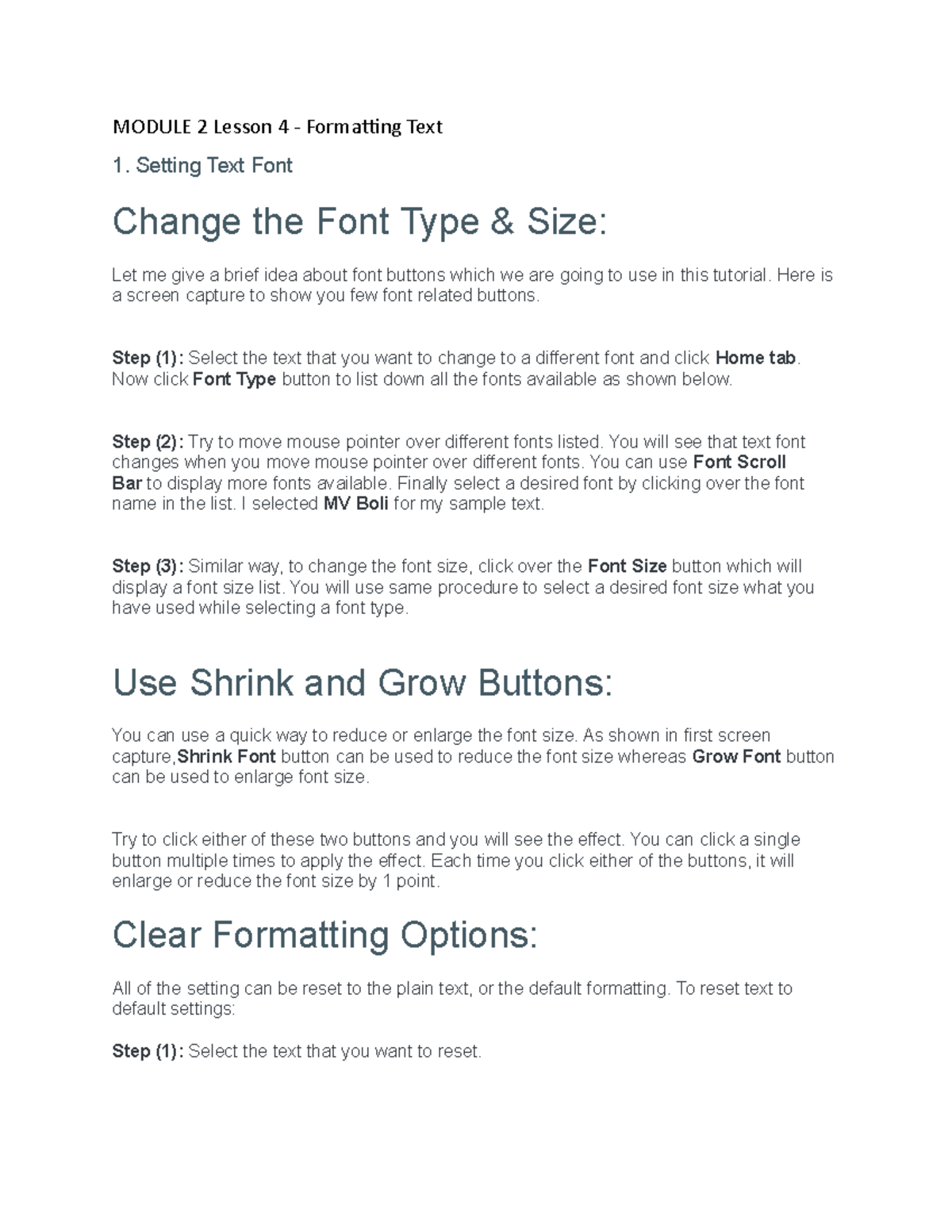 Module 2 Lesson 4 - Text Formatting in Microsoft Word 2010 - Studocu