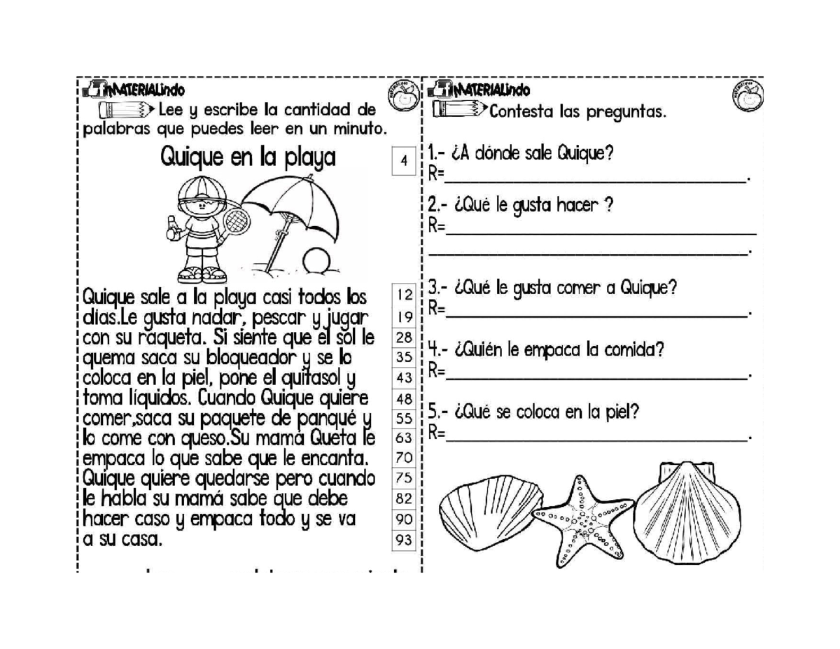 Lectura 1 - Materiales y Actividades de Quique en la Playa - Studocu
