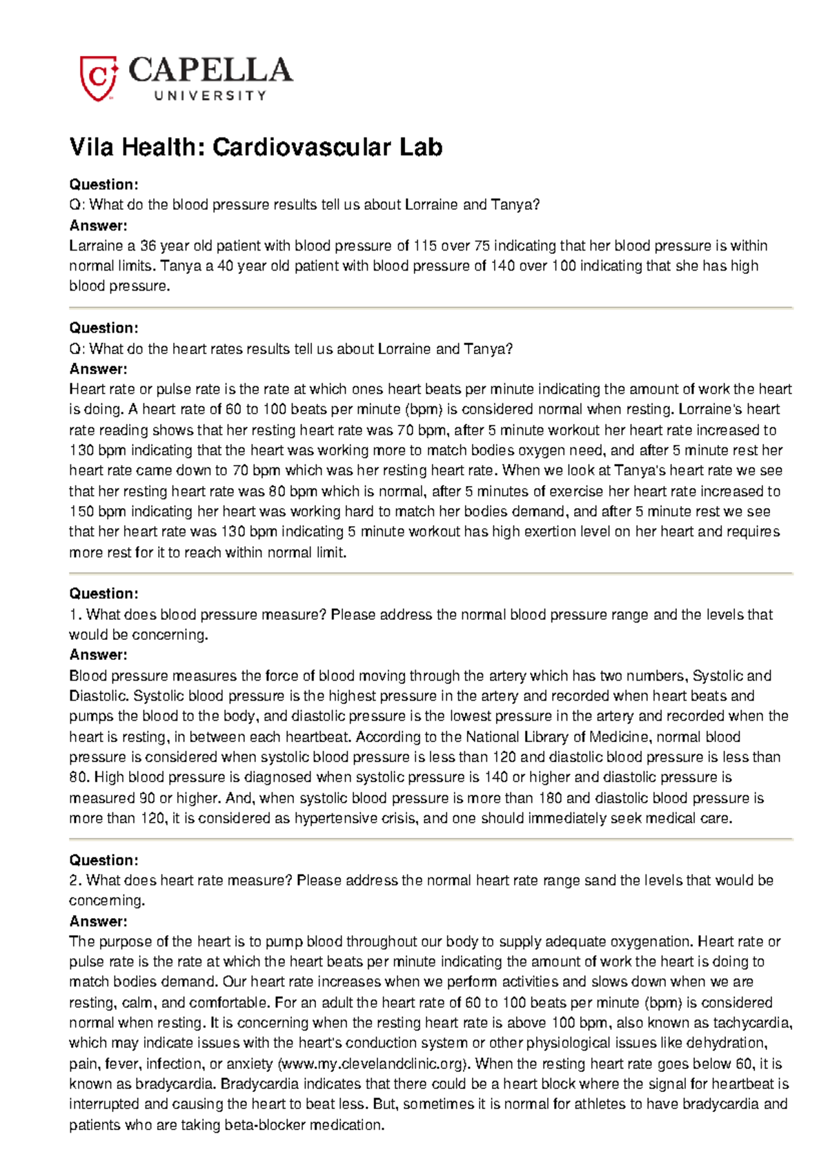 BIO-FPX1000 Cardiovascular Lab Assessment 1: Blood Pressure & Heart ...