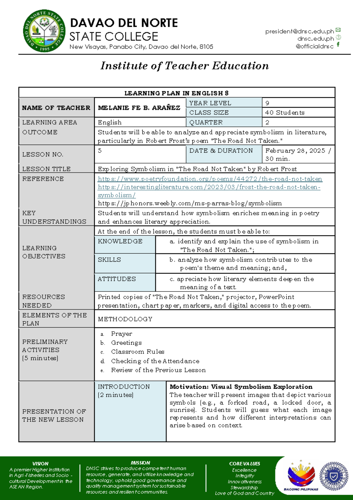 English 8 Lesson Plan: Exploring Symbolism in "The Road Not Taken ...