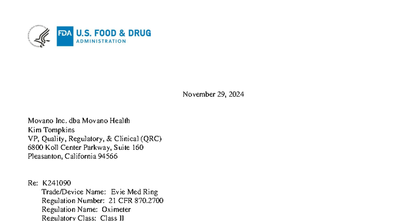 K241090 EvieMED Ring Pulse Oximeter 510(k) Summary Document - Studocu