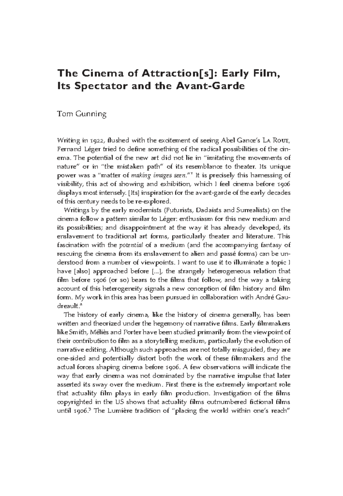 The Cinema of Attractions: Early Film and Spectator Engagement - Studocu