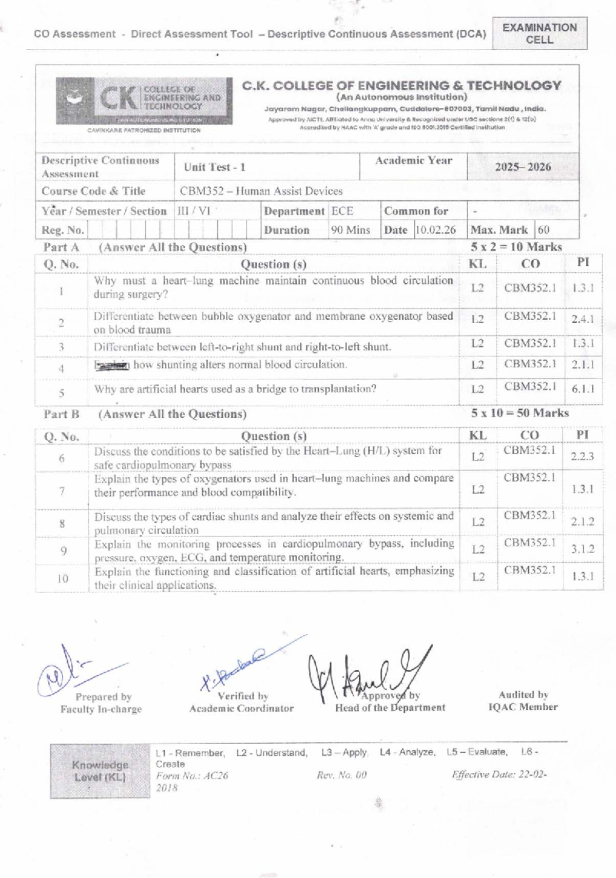 CBM352 Unit Test 1: Human Assist Devices Assessment Guide - Studocu