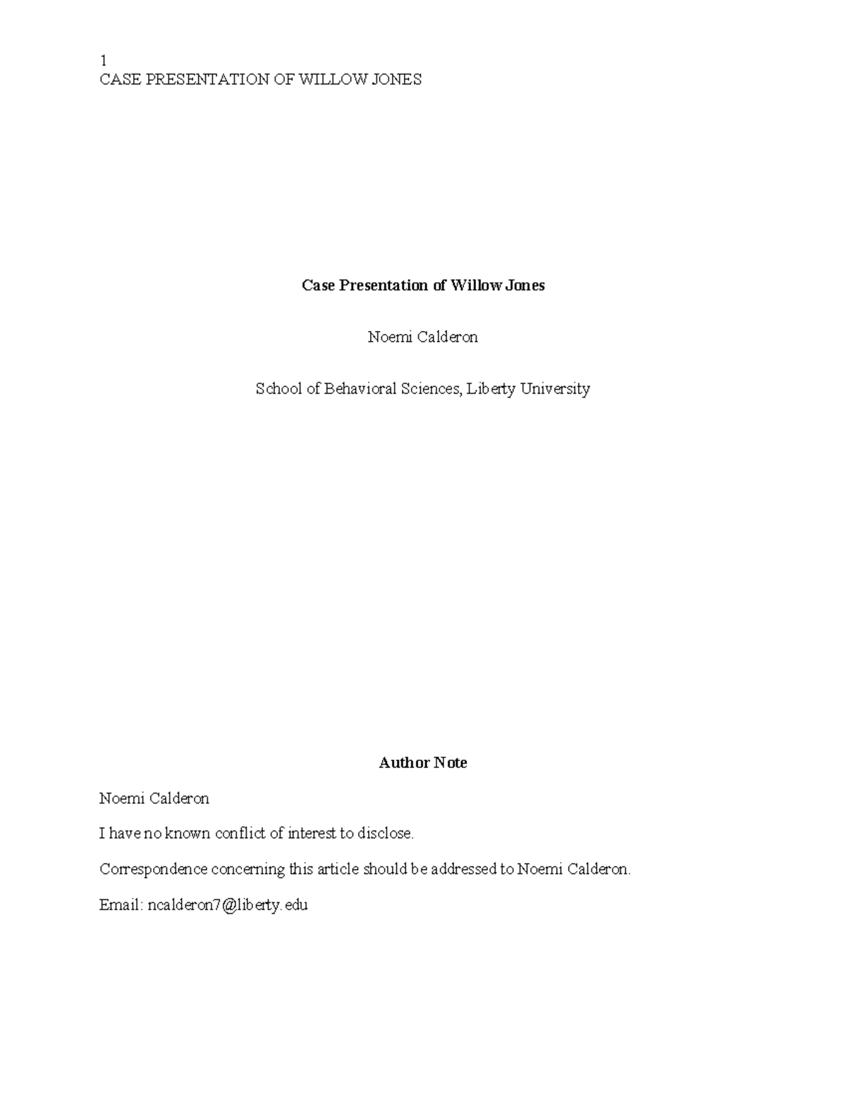 Case Presentation of Willow Jones: A Comprehensive Assessment - Studocu