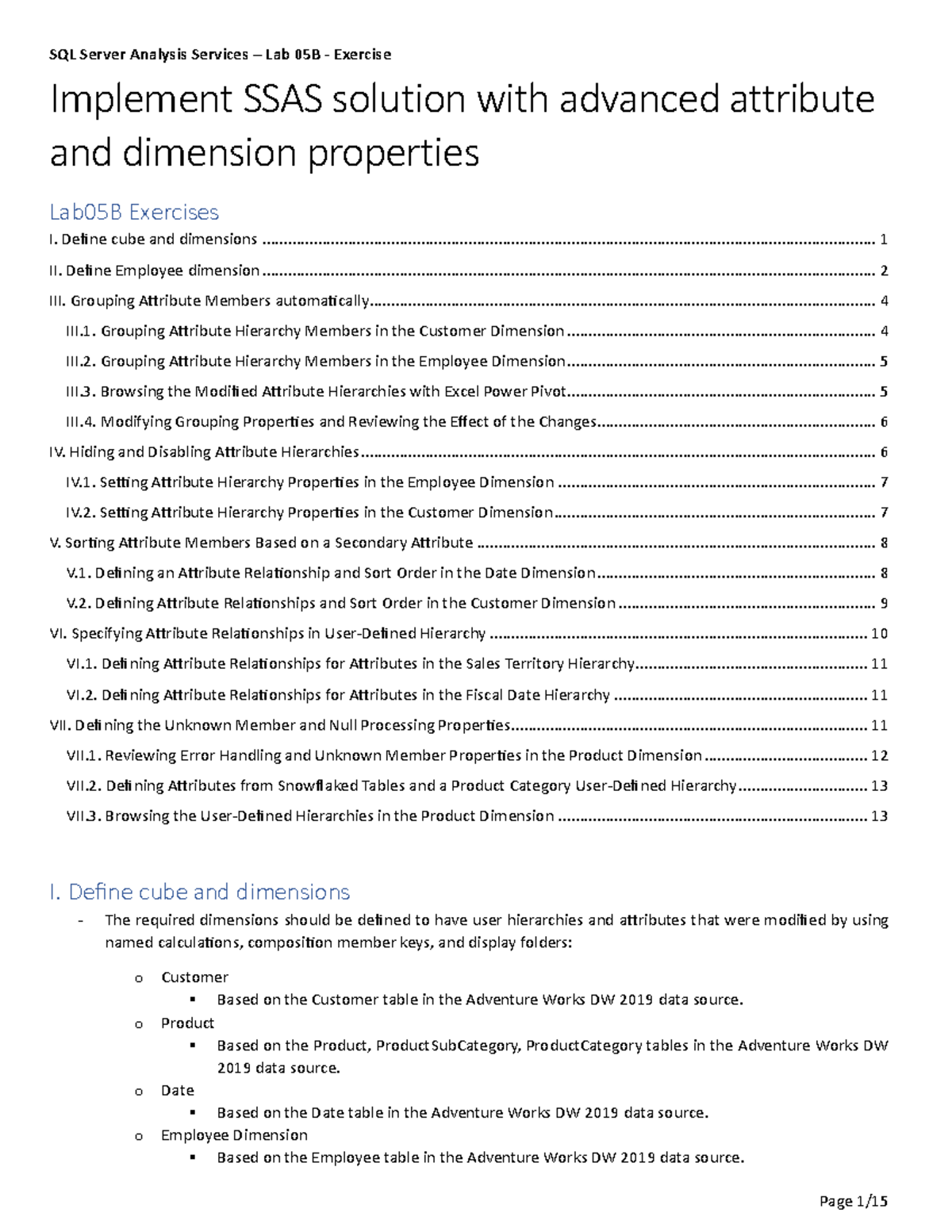 SQL Server Analysis Services Lab 05B: Advanced SSAS Solutions and ...