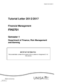 FIN3701 - Unisa - Financial Management - Studocu