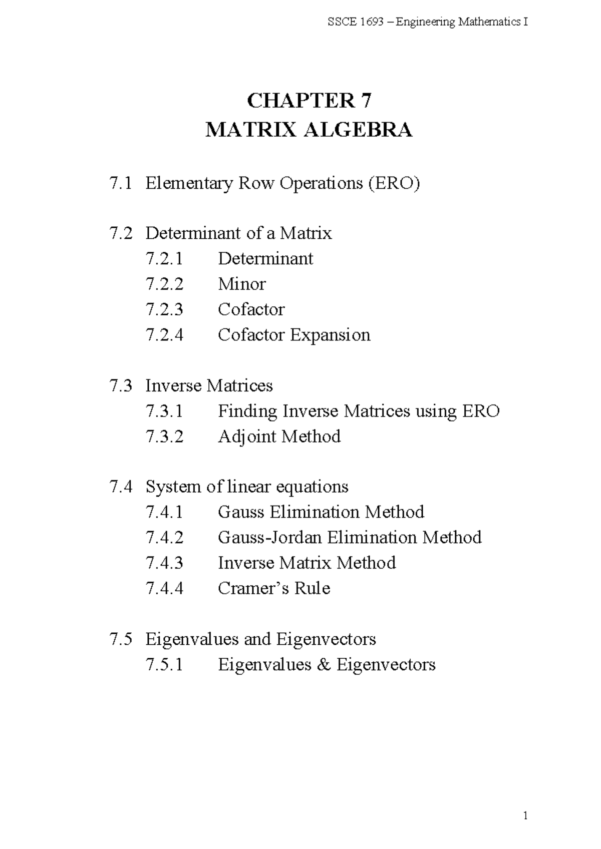 CH7 - Matrix Algebra 62 - Detailed Study Notes on ERO & Determinants ...