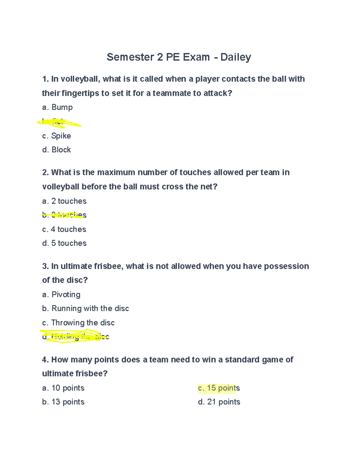 Akil West - Semester 2 PE Final Exam Review - Studocu