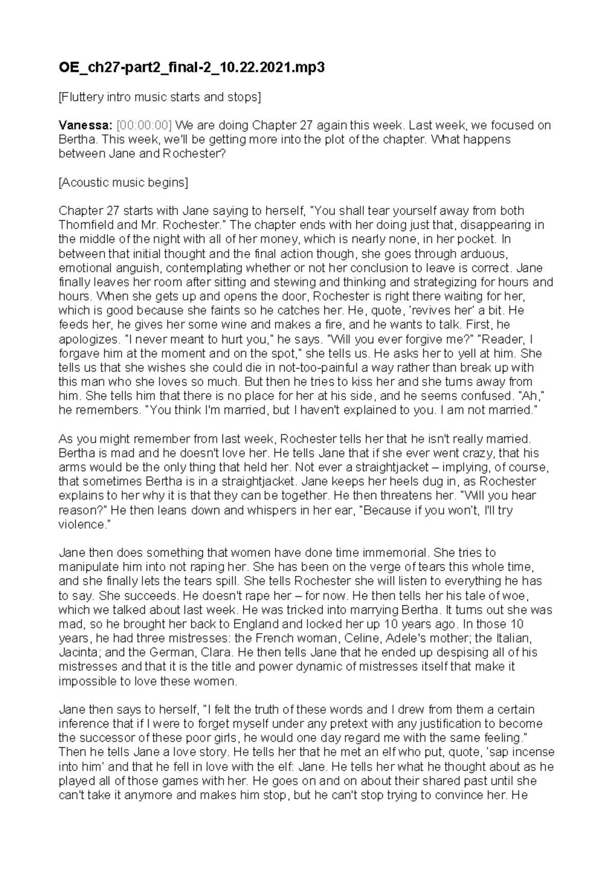 Jane Eyre Chapter 27 Analysis: Love, Morality, and Choices - Studocu