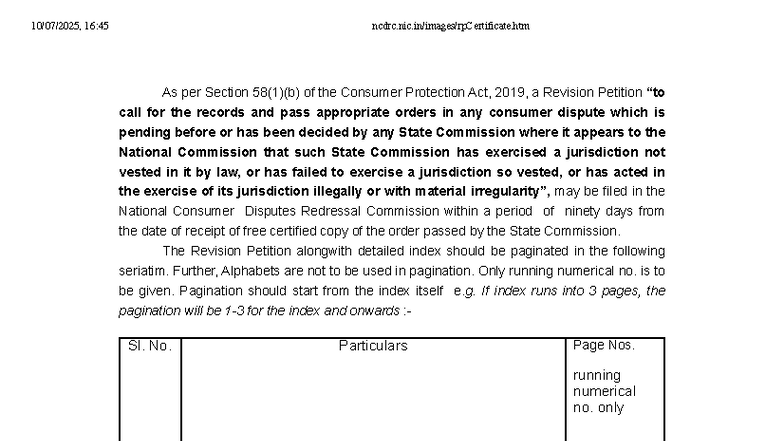 NCDRC Revision Petition Format: Guidelines & Requirements - Studocu