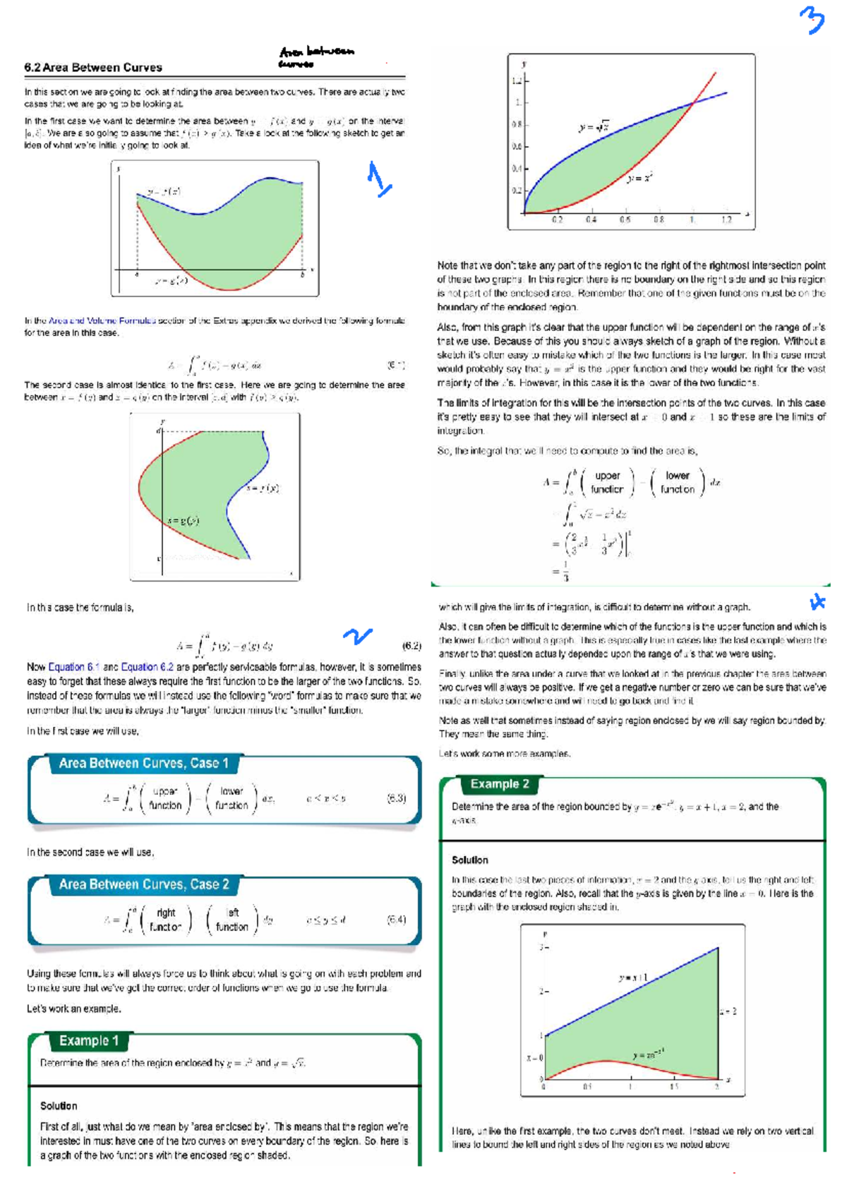 Area Between Curves and Volume of Solids - Chap3 Cal2 Lecture Notes ...