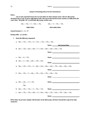 Ethers-Worksheet - ETHERS - ETHERS WORKSHEET 1. Give the correct name ...