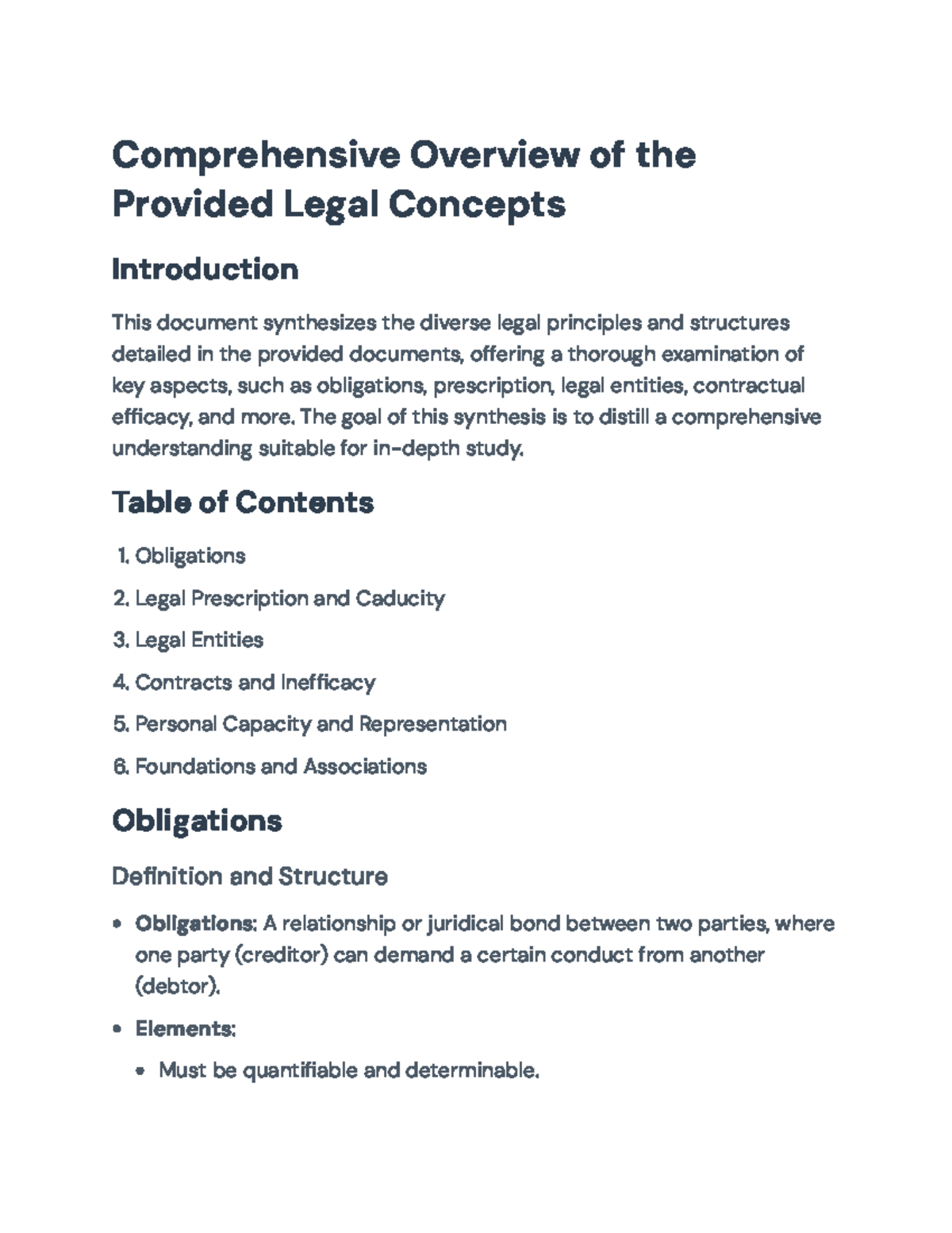 Legal Concepts Synthesis: Obligations, Entities & Contracts Overview ...