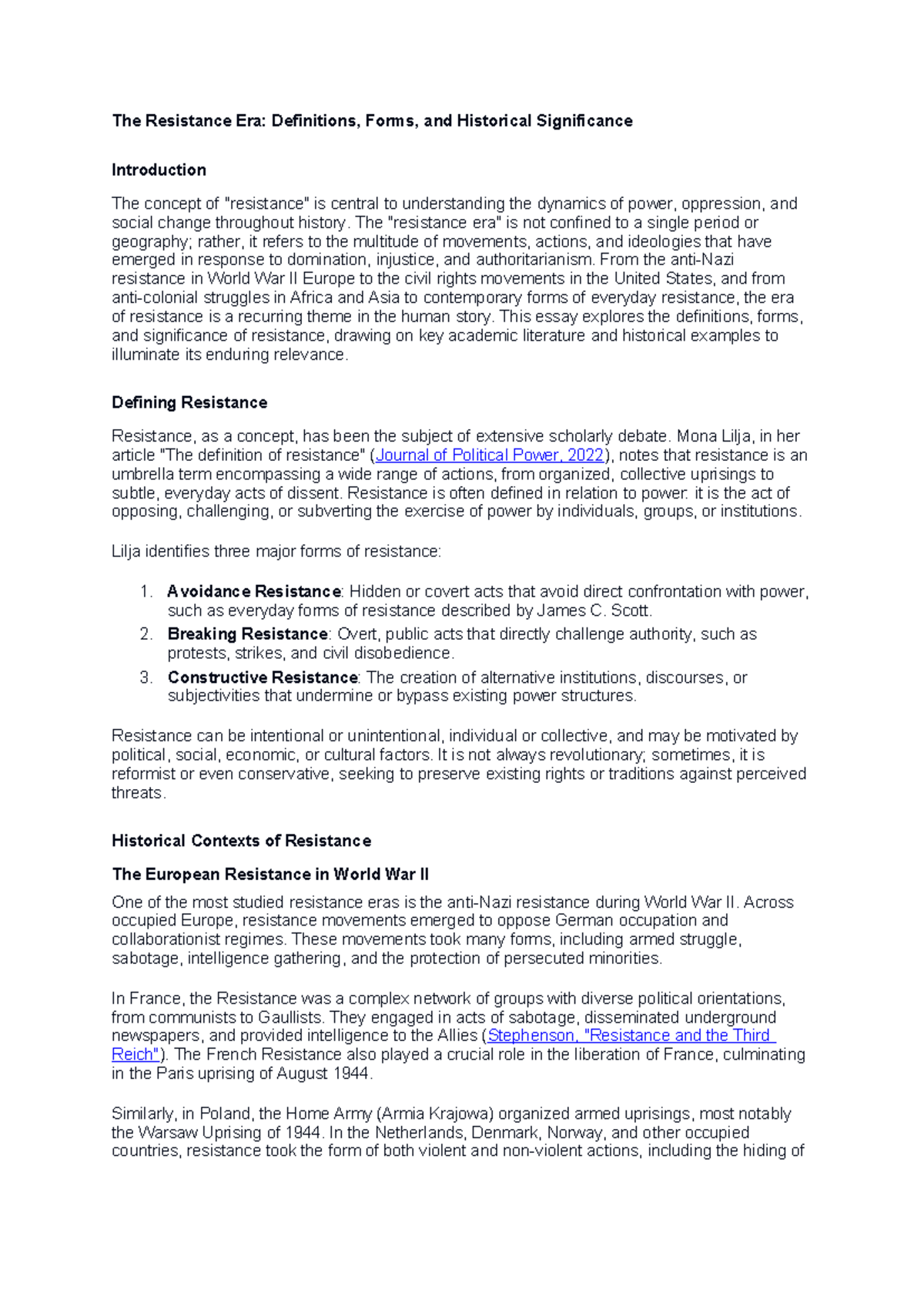 The Resistance Era: Definitions, Forms, and Historical Significance ...