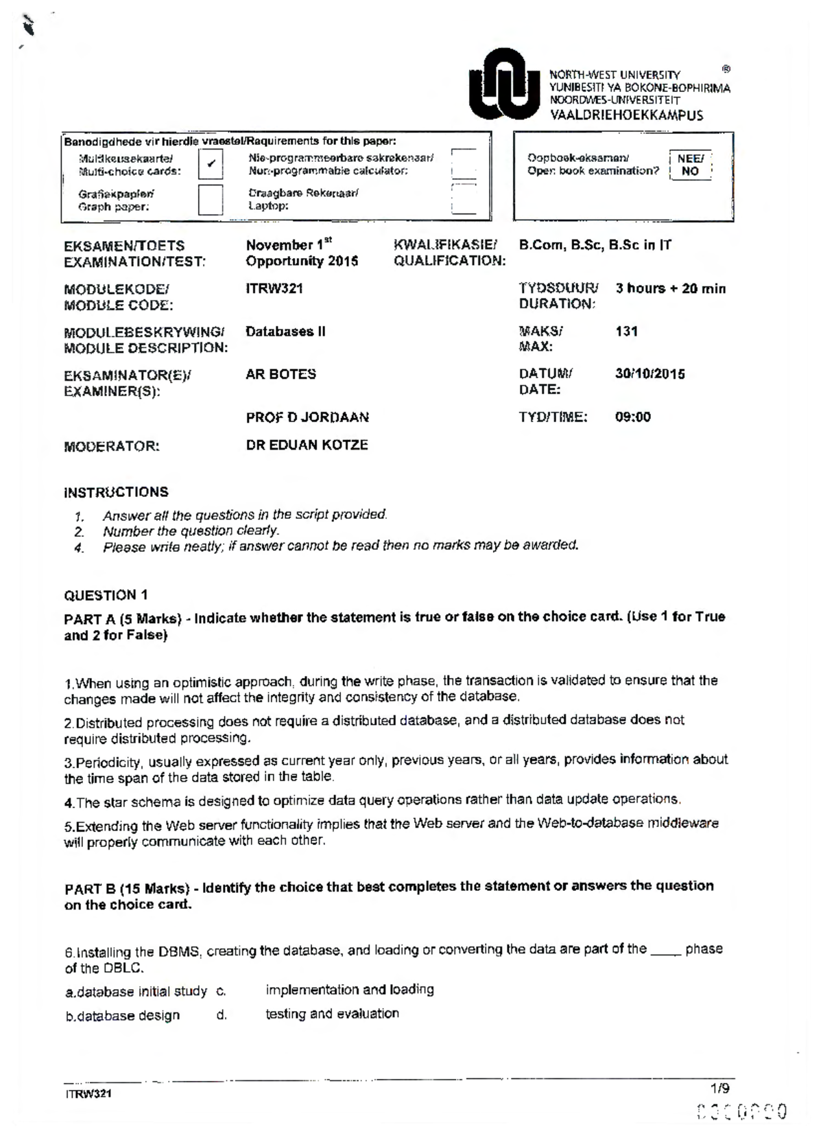 ITRW321 Final Exam Instructions and Requirements for Nov 2015 - Studocu