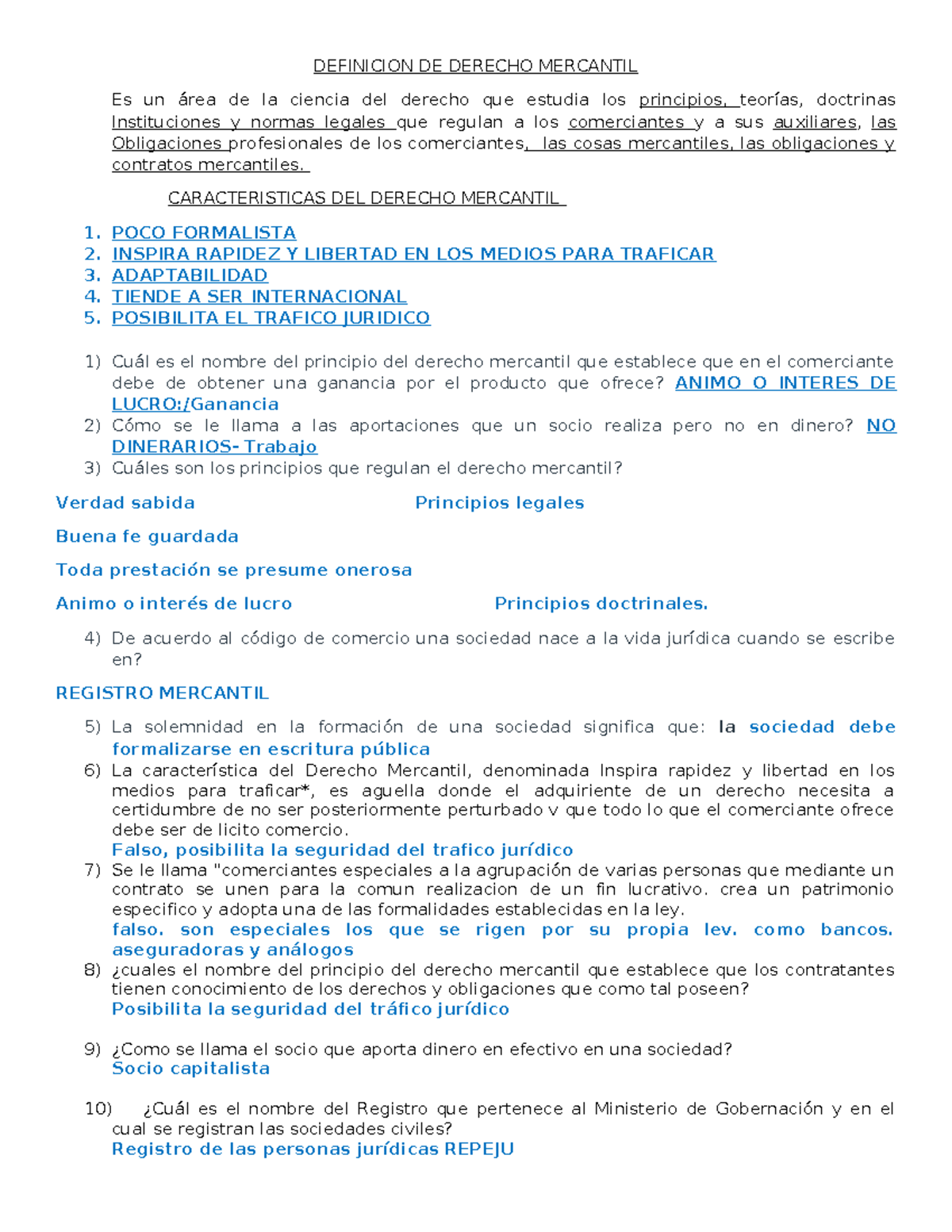 Definición y Características del Derecho Mercantil - Curso 101 - Studocu