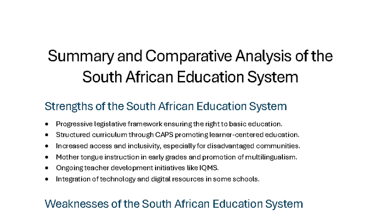 SA Education System: Strengths, Weaknesses & Comparison with Malaysia ...