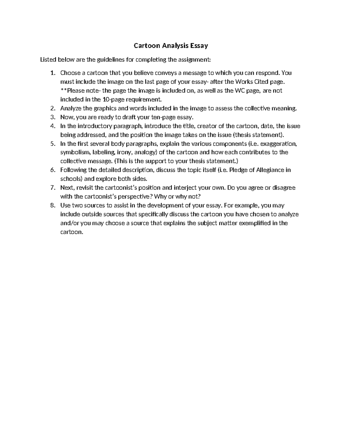 ENG 101: Cartoon Analysis Essay Guidelines and Tips - Studocu