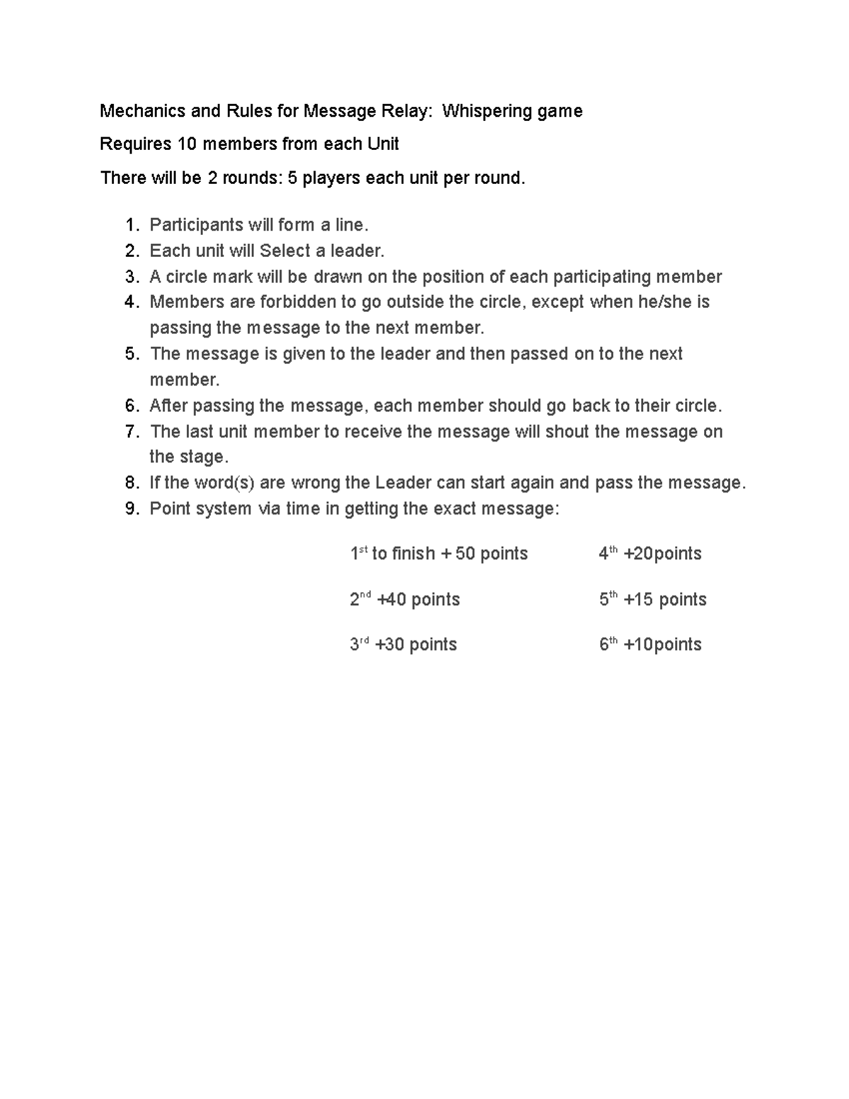 Mechanics for the Message Relay Game: Guidelines & Rules - Studocu