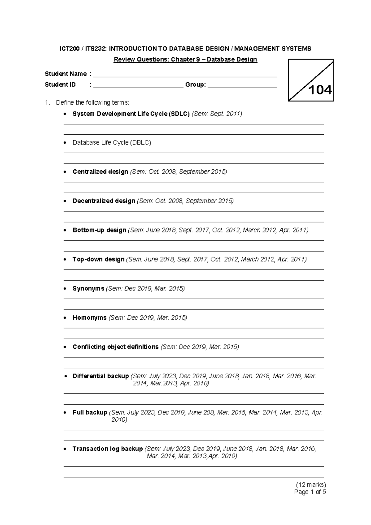 ICT200 / ITS232: Chapter 9 Lecture Notes & Review Questions - Studocu