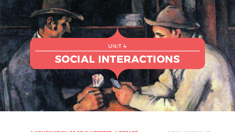 Unit 4 - Social Interactions: Game Theory and Social Dilemmas in ...