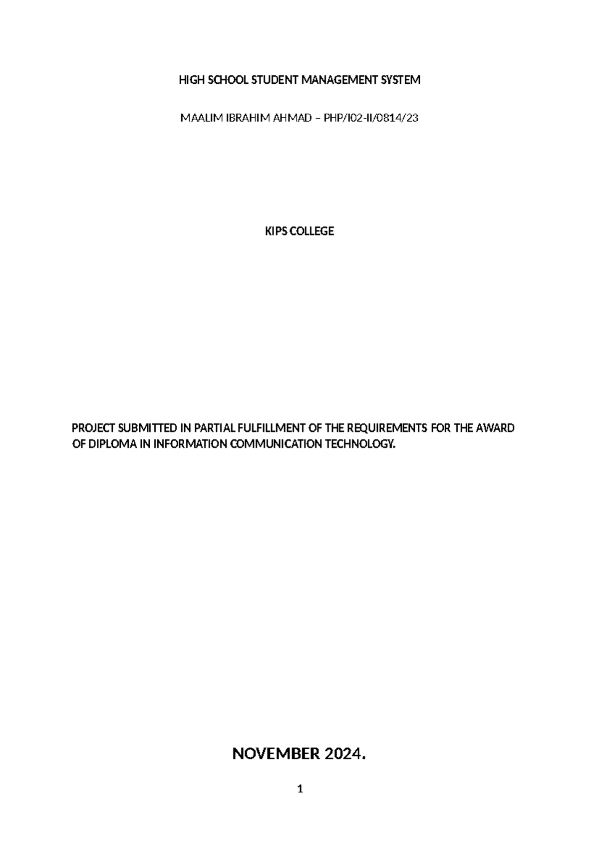 High School Student Management System (HSSMS) Project Report - Studocu