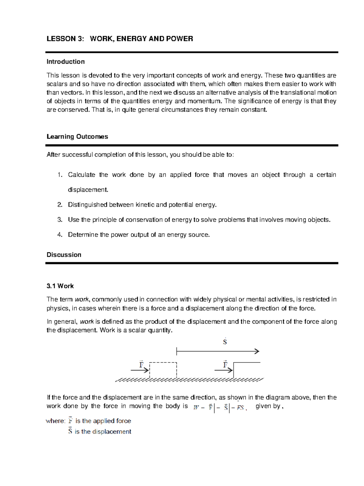 Lesson 3: Work, Energy, and Power Concepts Explained - Studocu