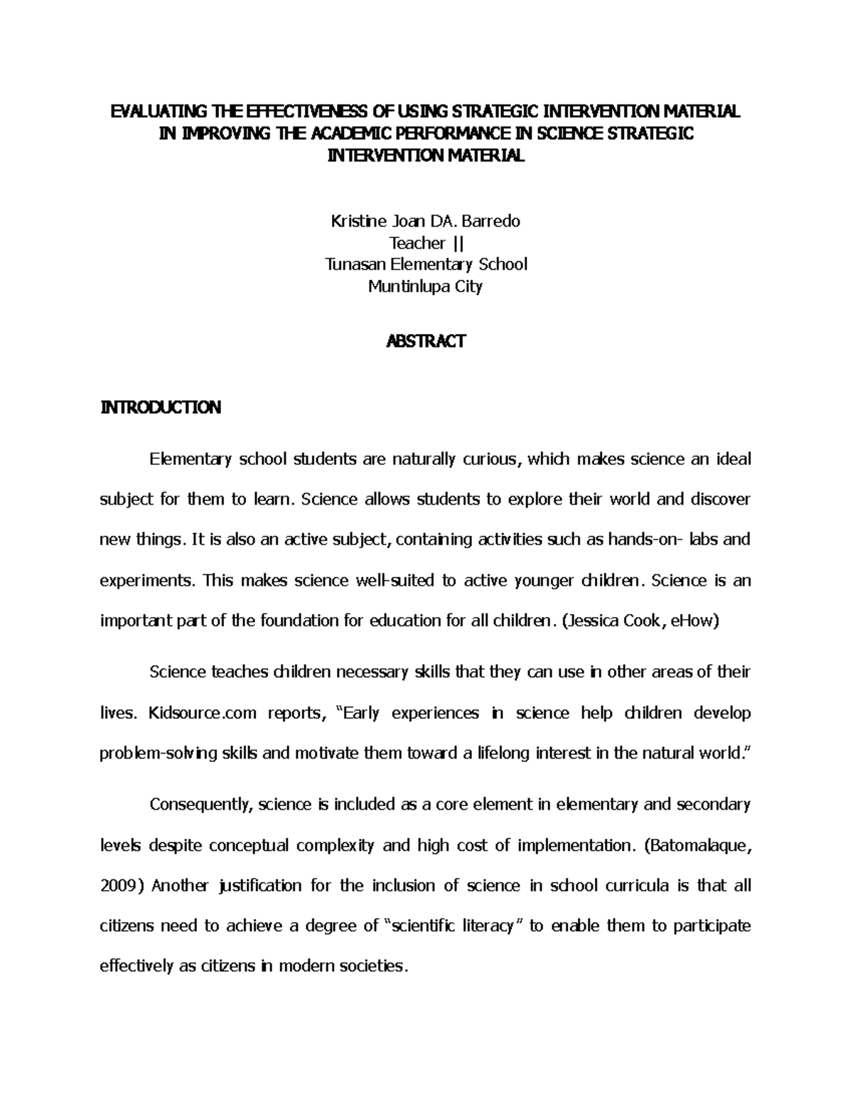 Sample-AR - sample ar - EVALUATING THE EFFECTIVENESS OF USING STRATEGIC ...