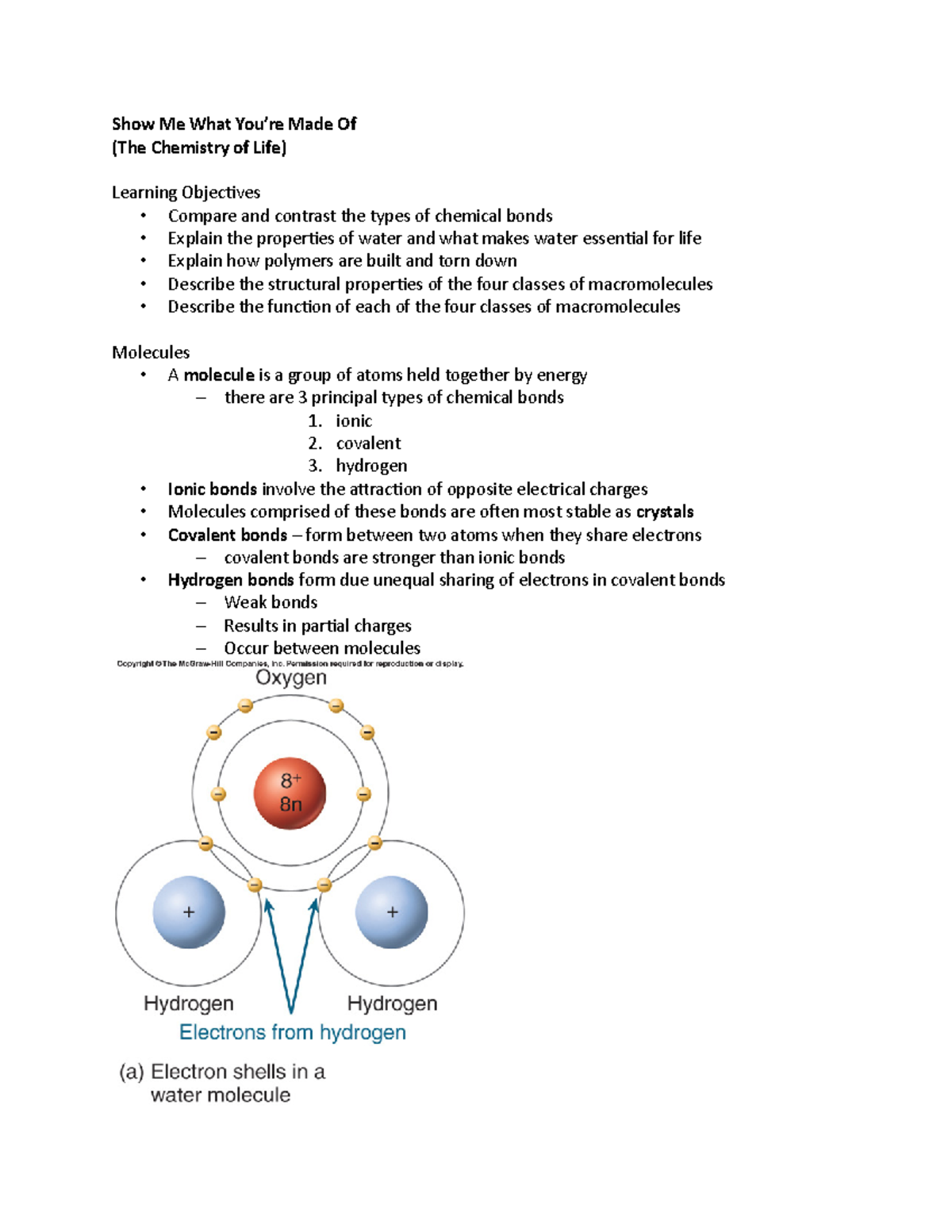 The Chemistry of Life Notes - Show Me What Made Of (The Chemistry of ...