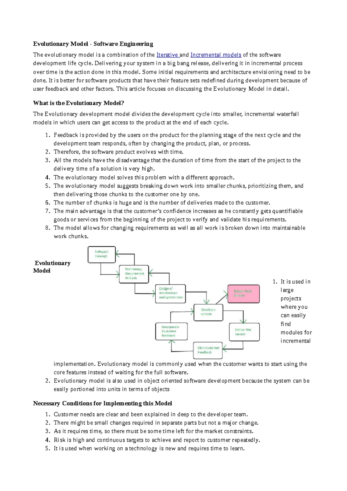 Evolutionary Model in Software Engineering (JAVA) - Studocu