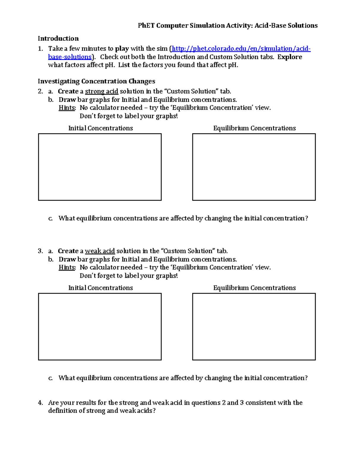 CHEM 101 Acid-Base Solutions Simulation Activity Investigation - Studocu