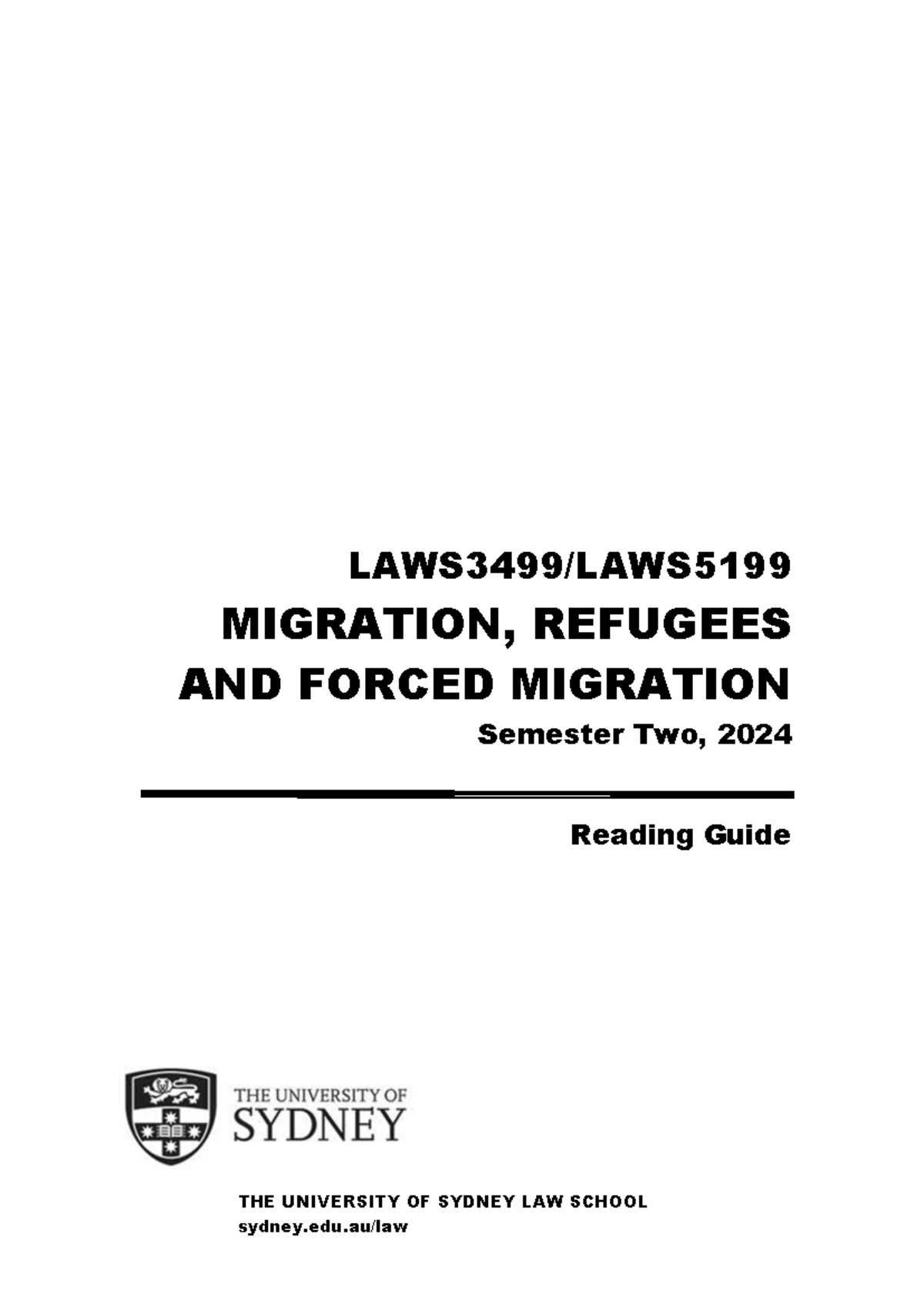 LAWS 3499/5199 Migration, Refugees, and Forced Migration Reading Guide ...