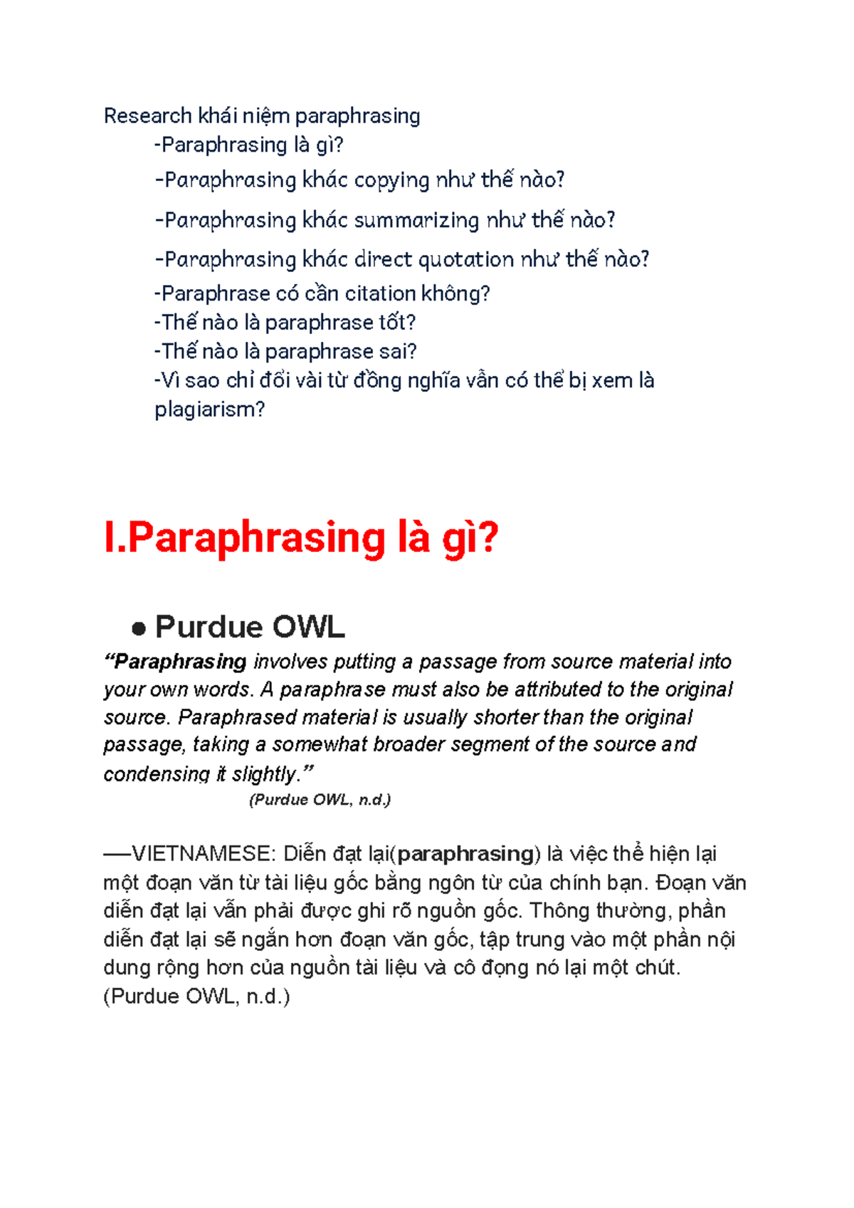 Paraphrasing và Plagiarism: Khái niệm, Phân biệt và Hướng dẫn (Course ...