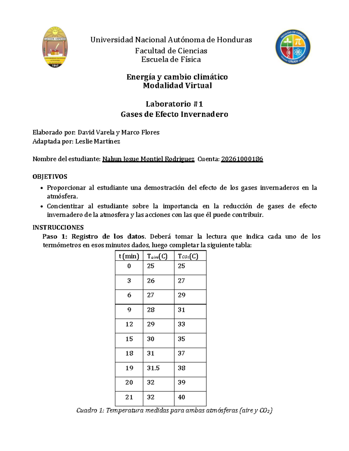 Laboratorio de Gases de Efecto Invernadero - U1T3a3 - Studocu