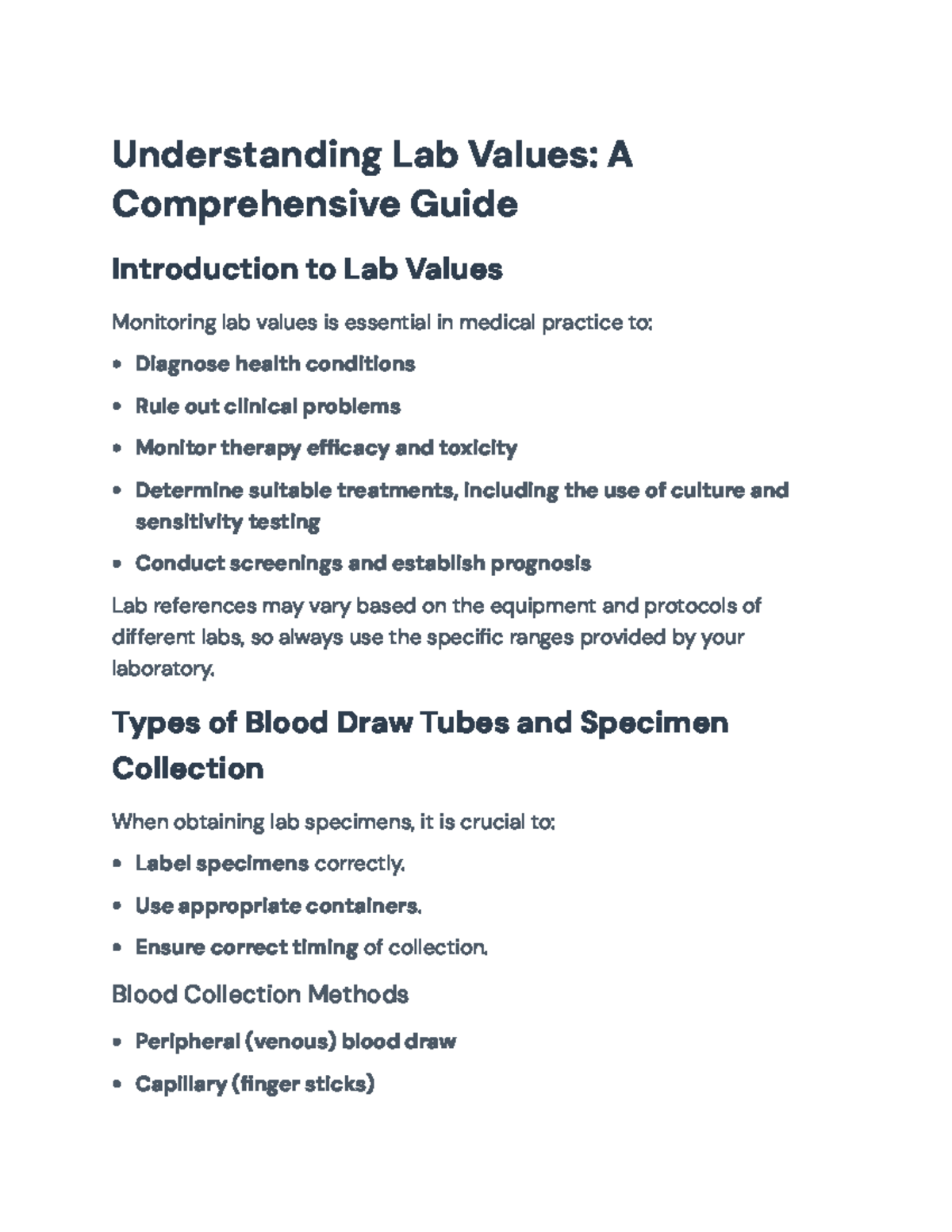 Understanding Lab Values: Comprehensive Overview for Medical Students - Understanding Lab Values ...