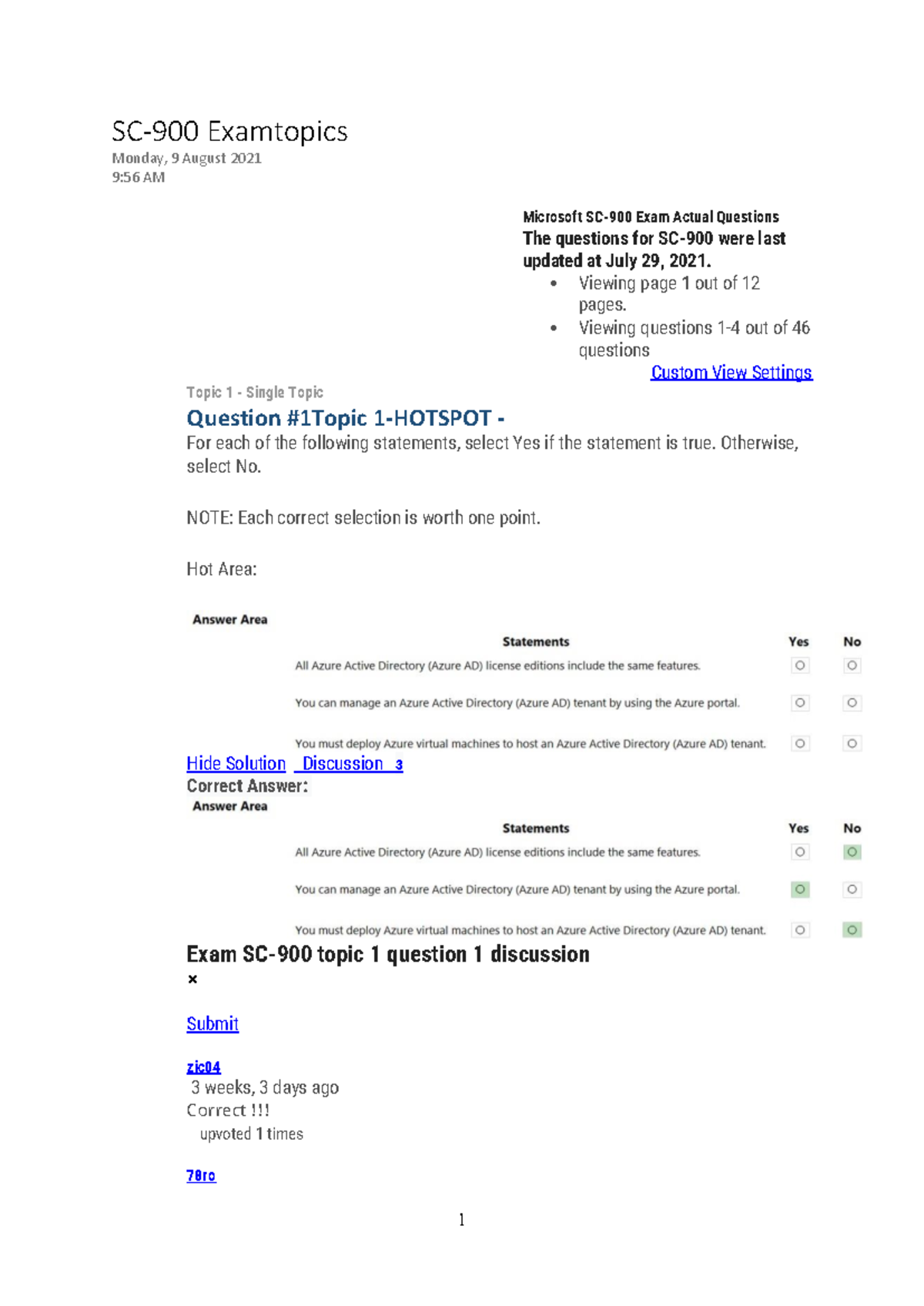 SC-900 Microsoft Exam: Actual Questions and Answers Review - Studocu