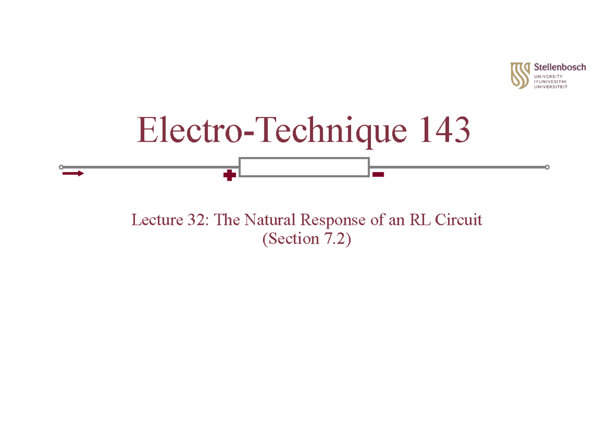 ET 143 Lecture 32: Natural Response of RL Circuits (Sec 7.2) - Studocu