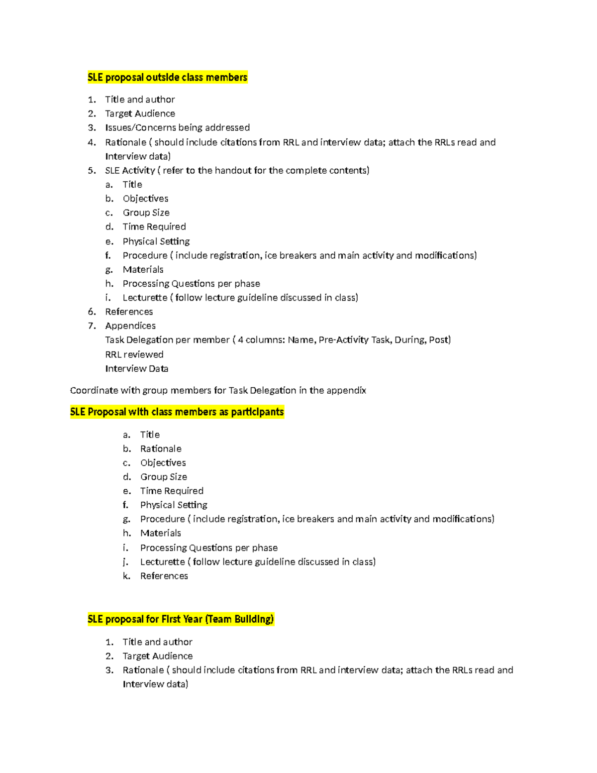 Guide and Rubrics for SLE Designs (SLE 101) - Studocu