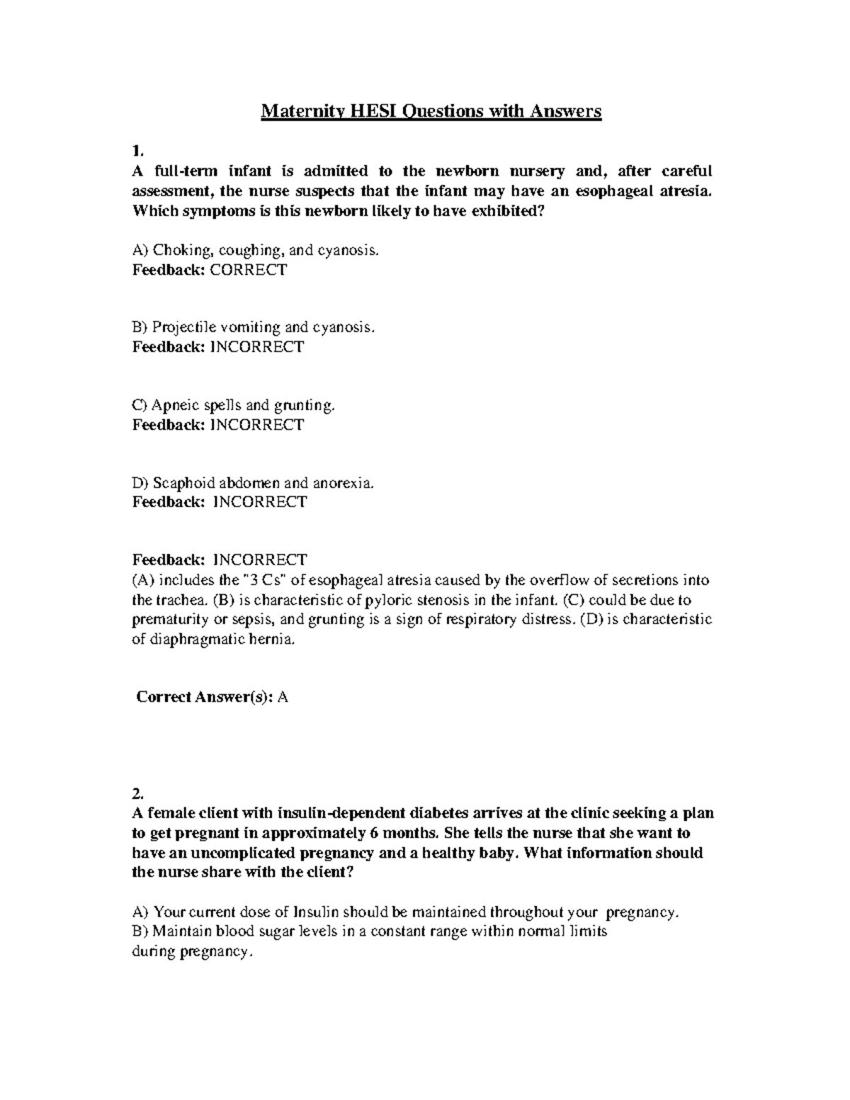 Maternity HESI Exam Q&A Review: Comprehensive Study Guide - Studocu